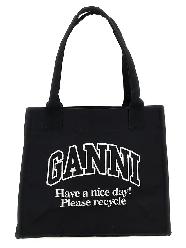GANNI Large Easy Shopper Contrasted Logo Tote Bag - Multicolor