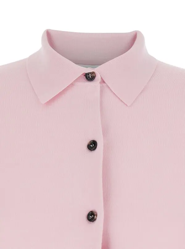 Max Mara Wool Blend Polo Collar Sweater - Pink