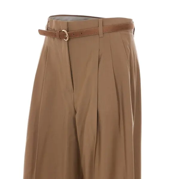 Max Mara Wide Leg Belted Wool Trousers