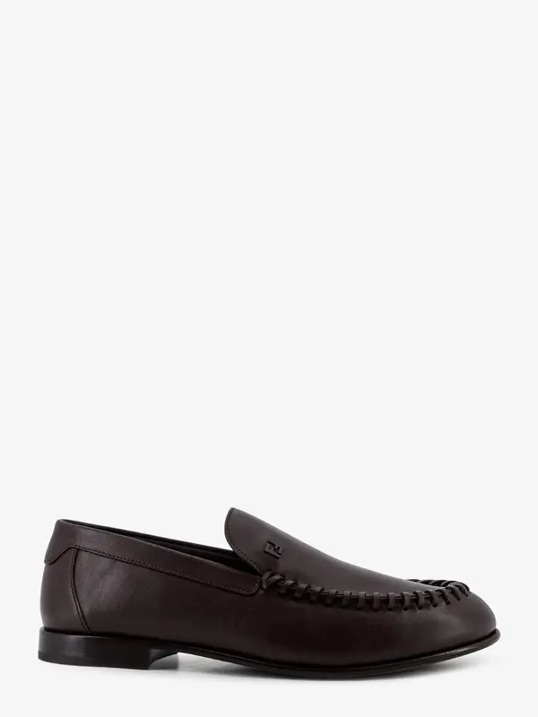 Fendi Leather Loafers With Ff Metal Logo - Multicolor
