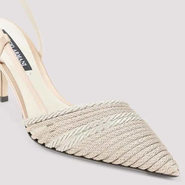 Giorgio Armani Nude And Taupe Satin Slingback With Passementerie Trim - Multicolor