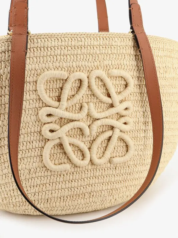 Loewe Raffia And Leather Handbag With 3d Anagram Logo - Multicolor