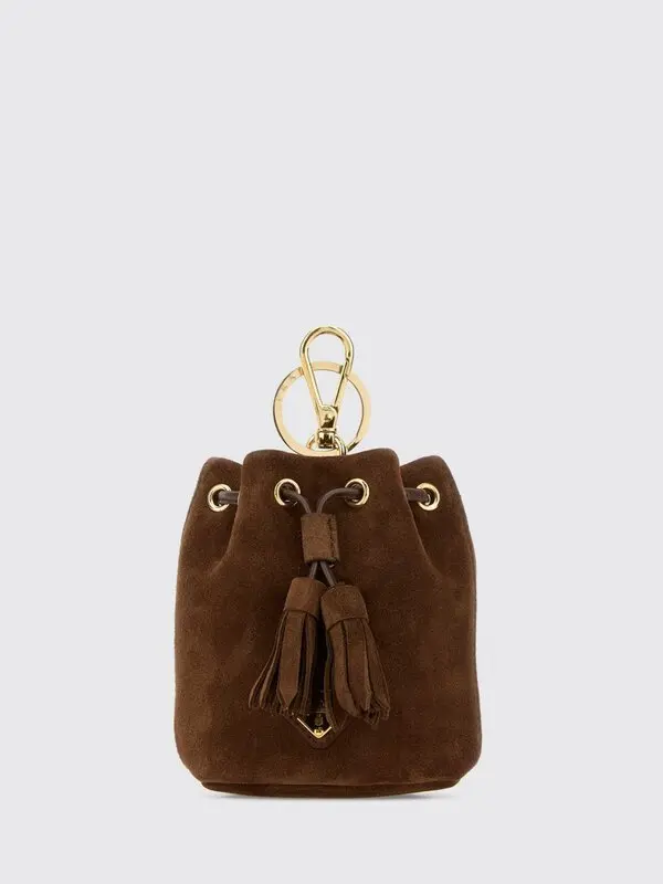 Prada Suede Key Charm With Gold Finishing - Brown