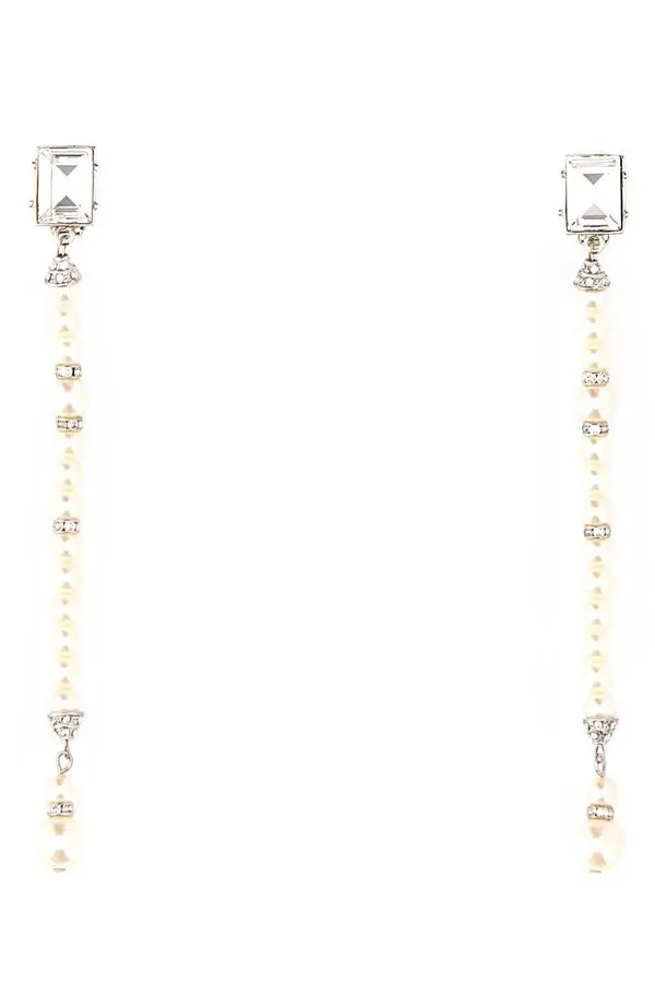 Alessandra Rich Embellished Pearl Drop Earrings - Silver
