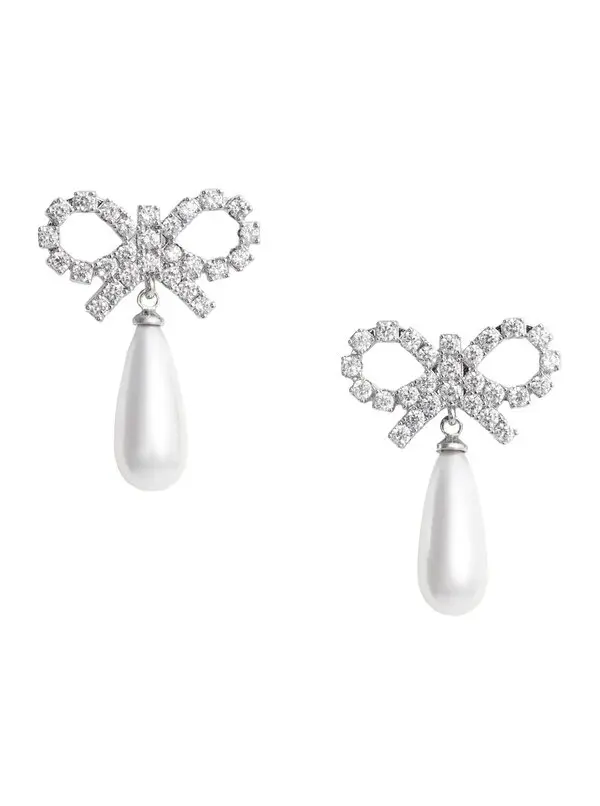 SELF-PORTRAIT Bow And Pearl Drop Earrings - Multicolor