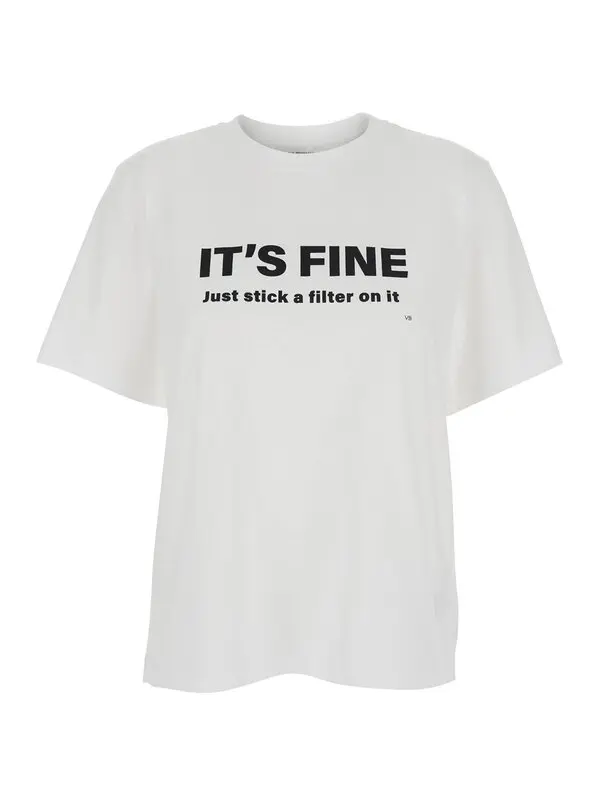 Victoria Beckham Cotton Crew Neck T-shirt With Slogan Print - Multicolor