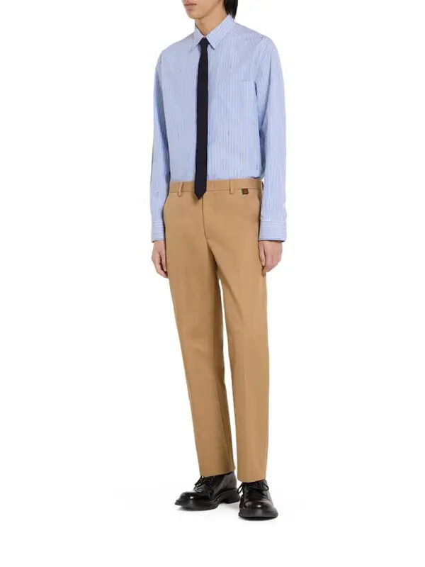 Gucci Striped Cotton Poplin Shirt With Logo - Blue