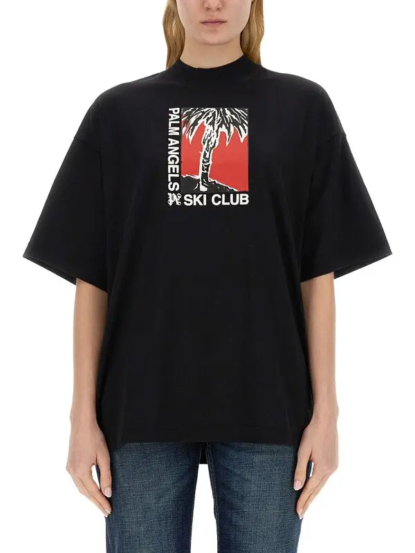 Palm Angels Ski Club Print T-shirt - Black