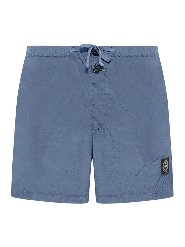 Stone Island Mid-length Swim Shorts With Compass Logo - Multicolor