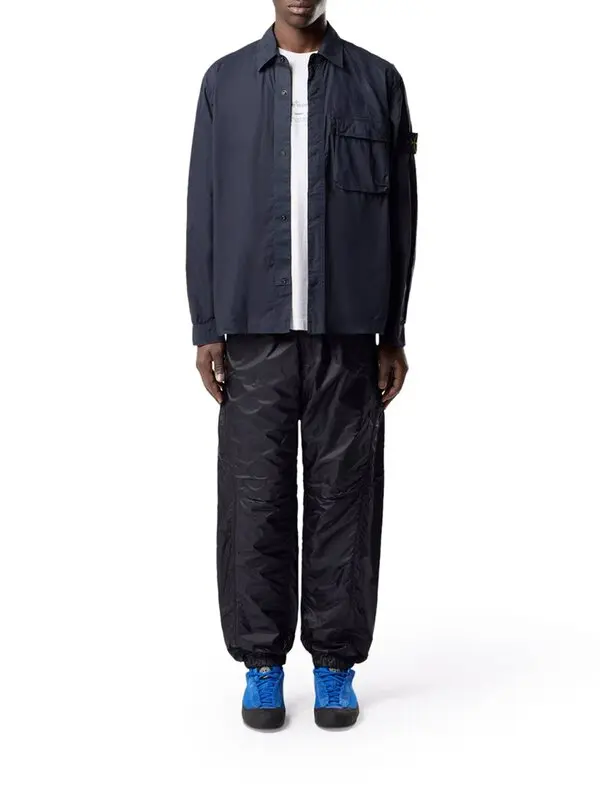 Stone Island Stretch Cotton Canvas Overshirt With Flap Pocket On The Chest - Multicolor