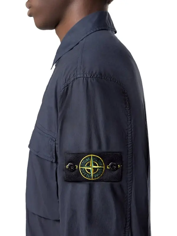 Stone Island Stretch Cotton Canvas Overshirt With Flap Pocket On The Chest - Multicolor