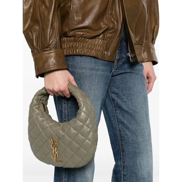 Saint Laurent Quilted Calf Leather Tote Bag - Green