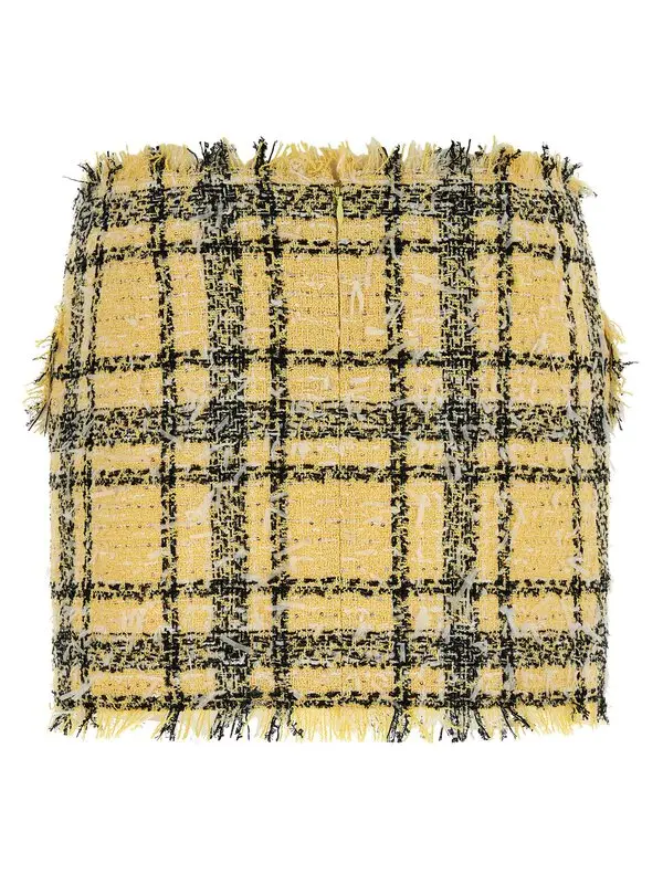 Balmain Lurex Tweed Mini Skirt With Gold Button Detail - Multicolor