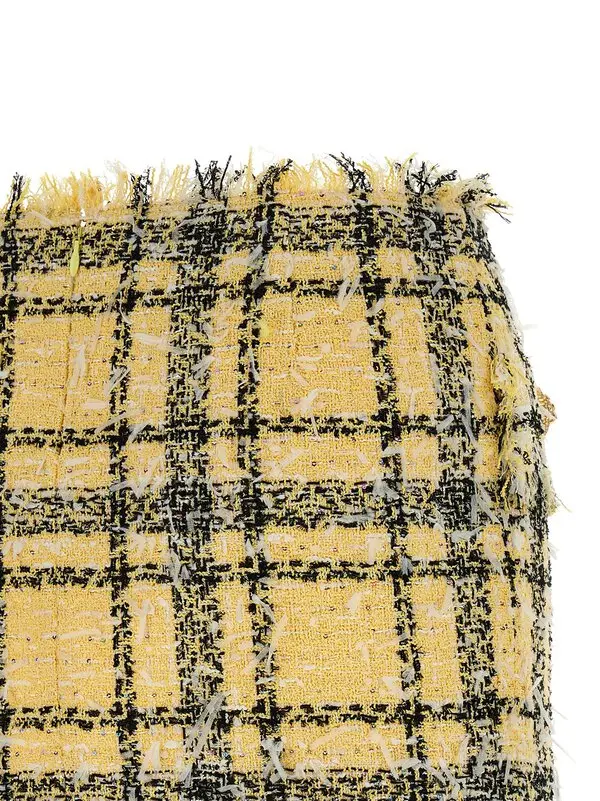 Balmain Lurex Tweed Mini Skirt With Gold Button Detail - Multicolor