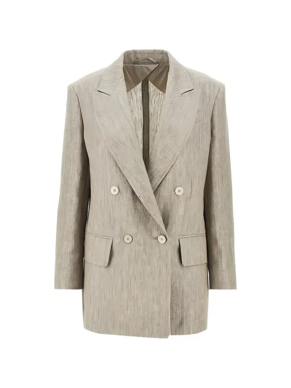 Max Mara Linen Double-breasted Jacket - Multicolor