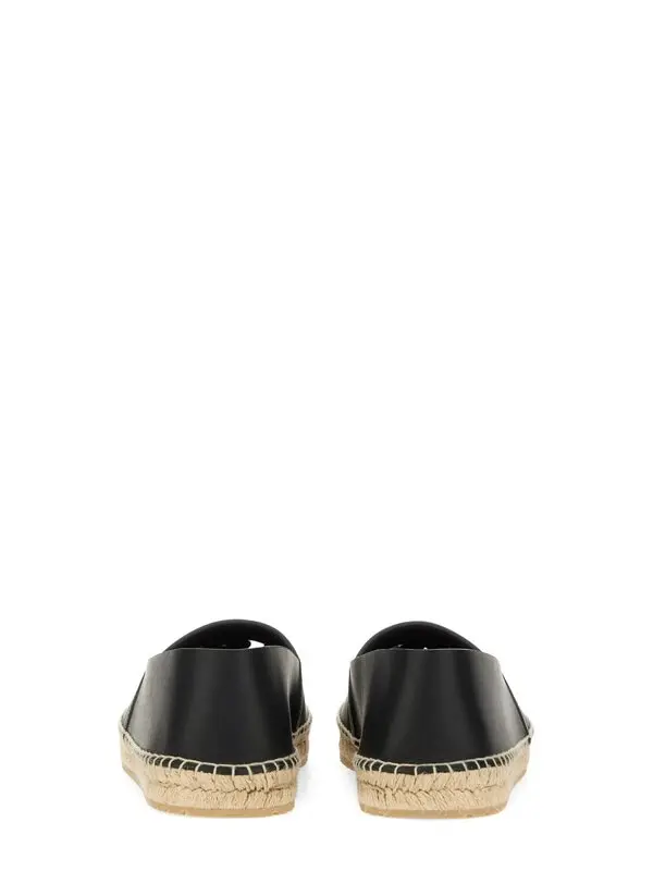 Dolce & Gabbana Leather Espadrilles With Logo Detail - Black