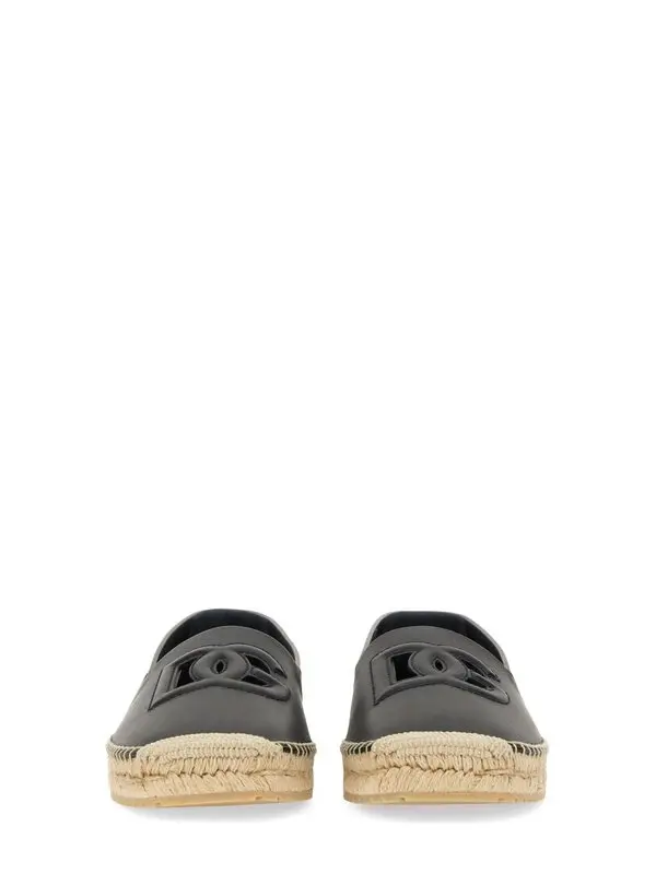 Dolce & Gabbana Leather Espadrilles With Logo Detail - Black