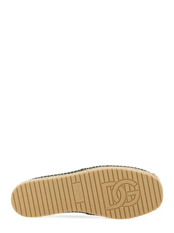 Dolce & Gabbana Leather Espadrilles With Logo Detail - Black