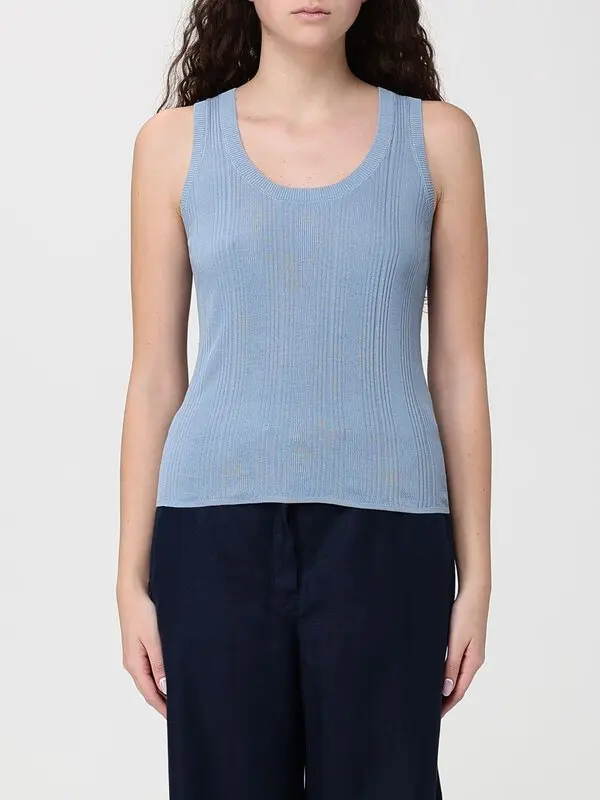 Max Mara Ribbed Knit Sleeveless Top - Blue