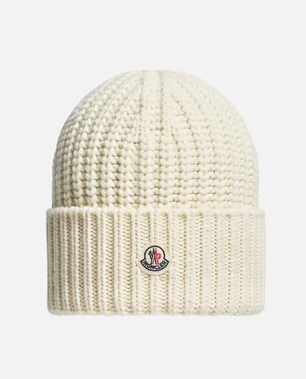 Moncler Ribbed Knit Beanie With Logo Detail - Multicolor