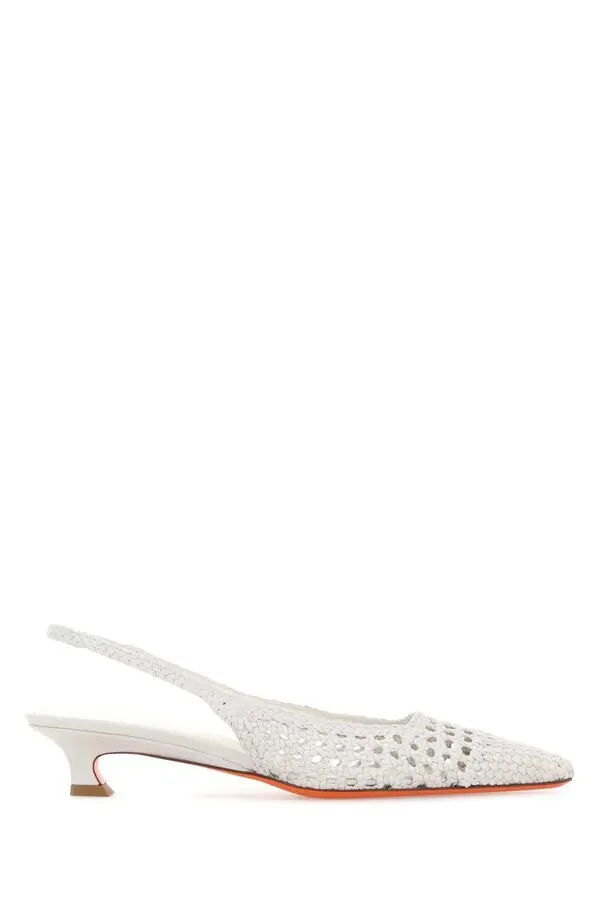 Santoni Woven Leather Slingback Pumps