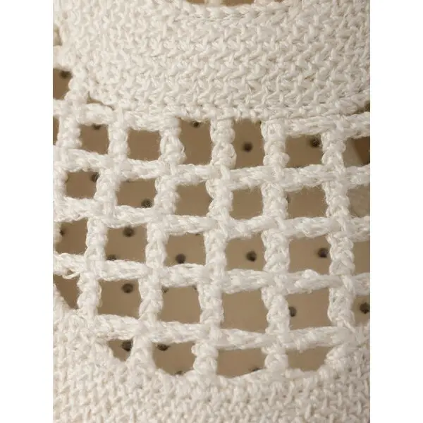 Prada Beige Crochet Lace-up Flat Shoes - White