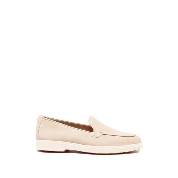 Santoni Suede Slip-on Loafers - Cream