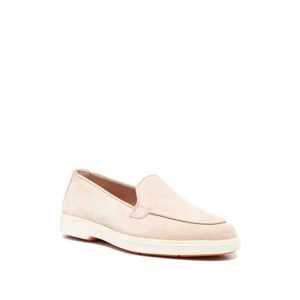 Santoni Suede Slip-on Loafers - Cream