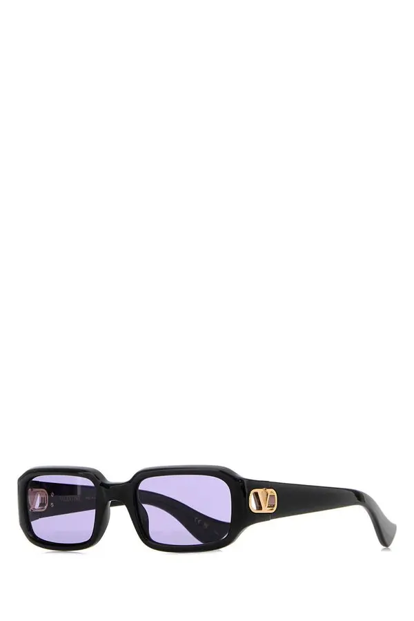 Valentino Garavani Acetate Sunglasses With Golden Metal Finishing - Black