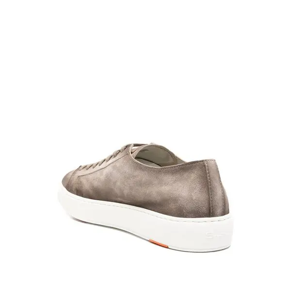 Santoni Grey Suede Lace-up Low-top Sneakers - Gray