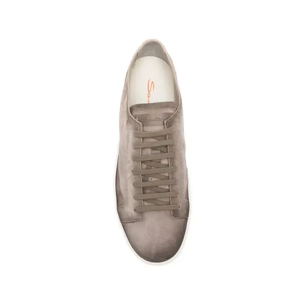 Santoni Grey Suede Lace-up Low-top Sneakers - Gray