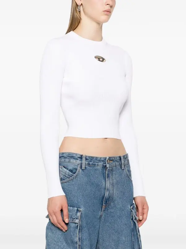 DIESEL® Ribbed Oval D Logo Cropped Top