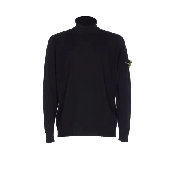 Stone Island Logo Detail Turtleneck Sweater - Black