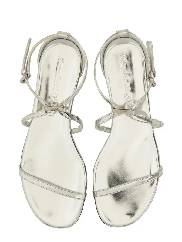Alexander McQueen Metallic Foil Strappy Sandals