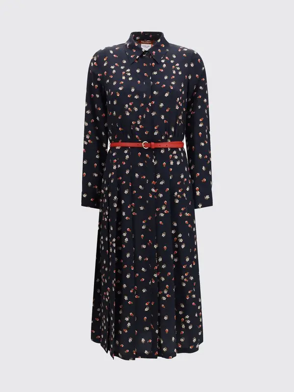 Max Mara Floral Print Silk Midi Dress