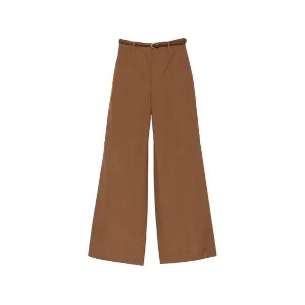 Max Mara High-waisted Cotton Trousers - Brown