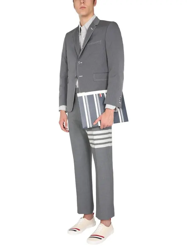 Thom Browne Tailored Wool Pants With Signature Stripes