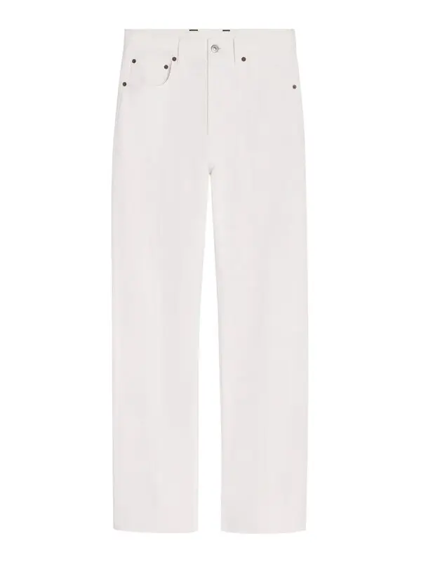 Celine Boyfriend Jeans In White Heavy Stone Wash Denim