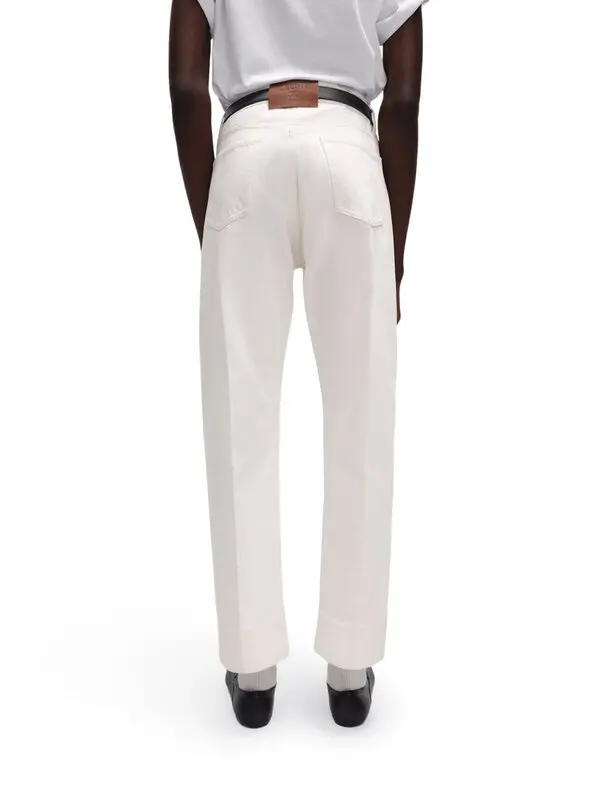 Celine Boyfriend Jeans In White Heavy Stone Wash Denim