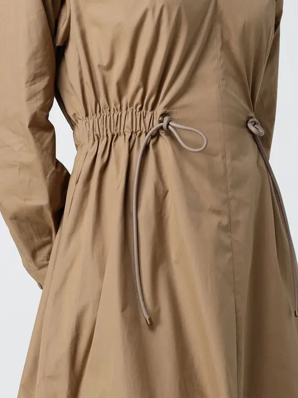 Max Mara Cotton Dress With Drawstring Waist - Brown