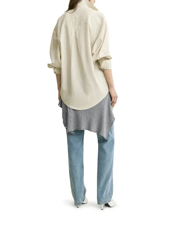 TOTEME Oversized Striped Silk Shirt - Multicolor