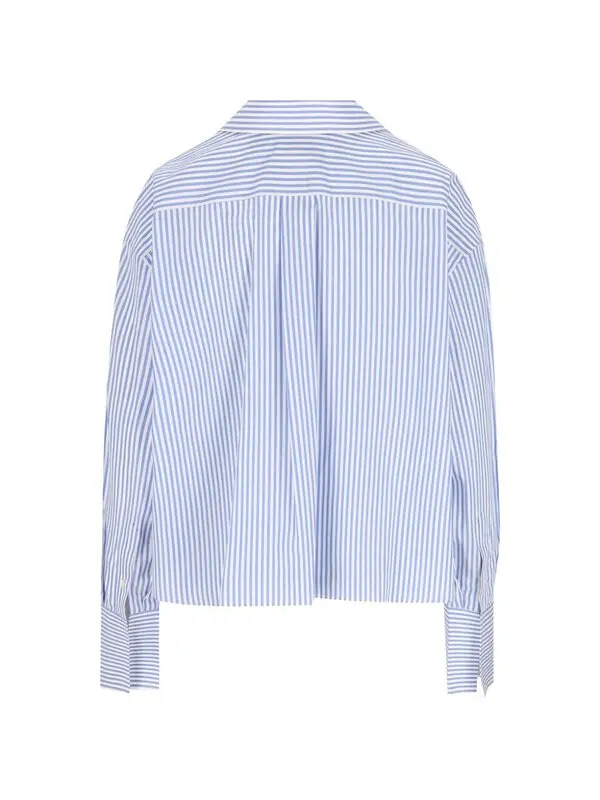 Celine Striped Cropped Cotton Shirt