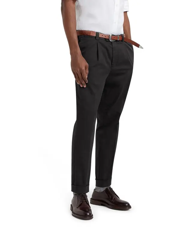 Brunello Cucinelli Cotton Blend Chino Pants - Black