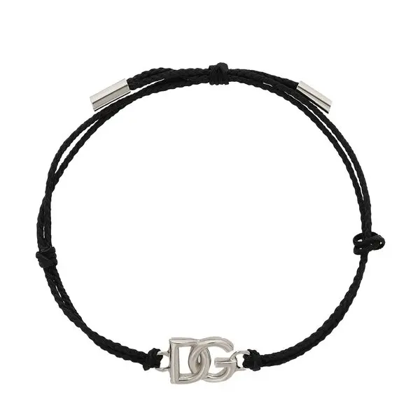 Dolce & Gabbana Small Dg Logo Cord Bracelet - Black