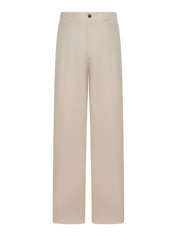 Giorgio Armani Linen Blend Straight Leg Trousers - Multicolor