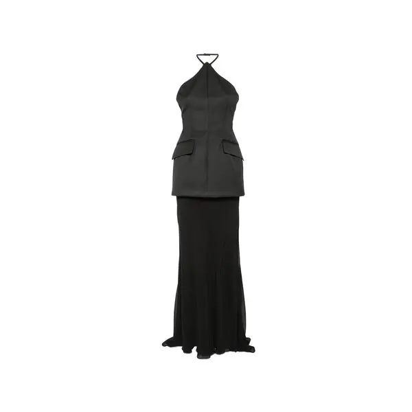 Sportmax Halterneck Sleeveless Gown With Two Front Pockets