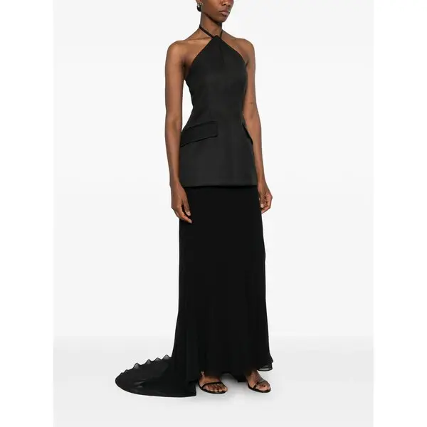 Sportmax Halterneck Sleeveless Gown With Two Front Pockets