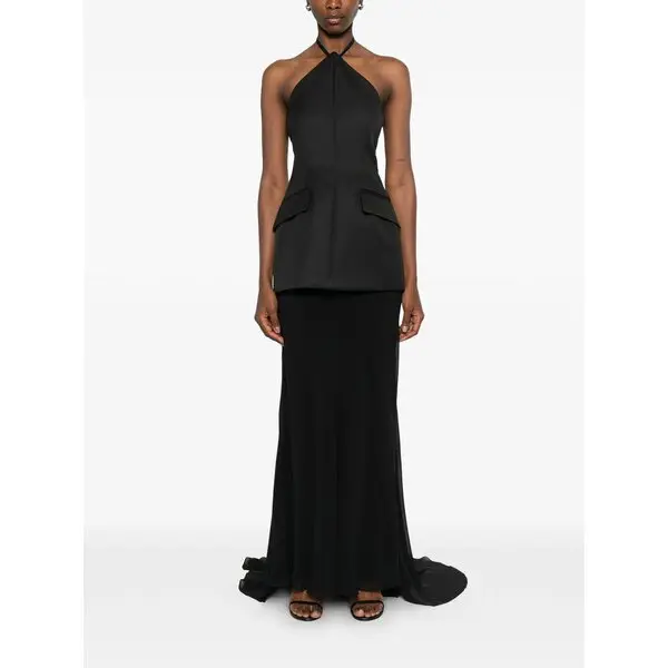 Sportmax Halterneck Sleeveless Gown With Two Front Pockets