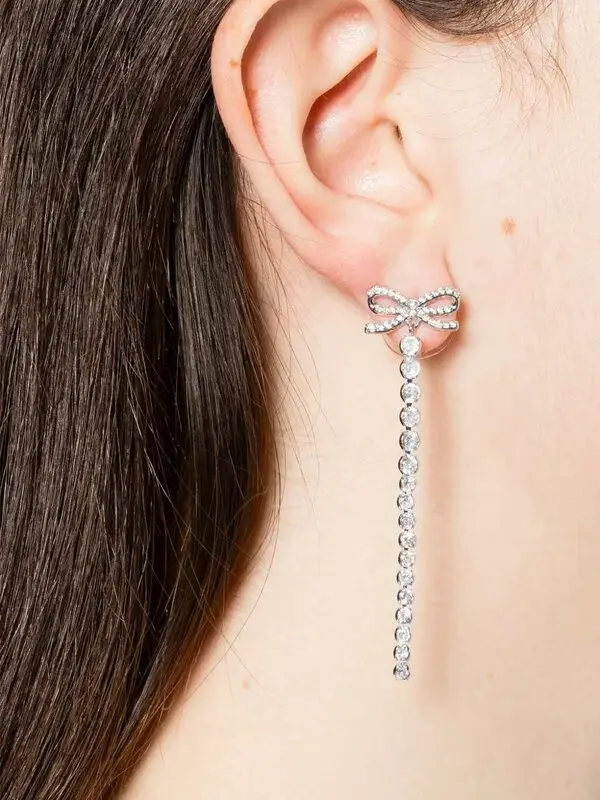 SELF-PORTRAIT Crystal Bow Drop Earrings