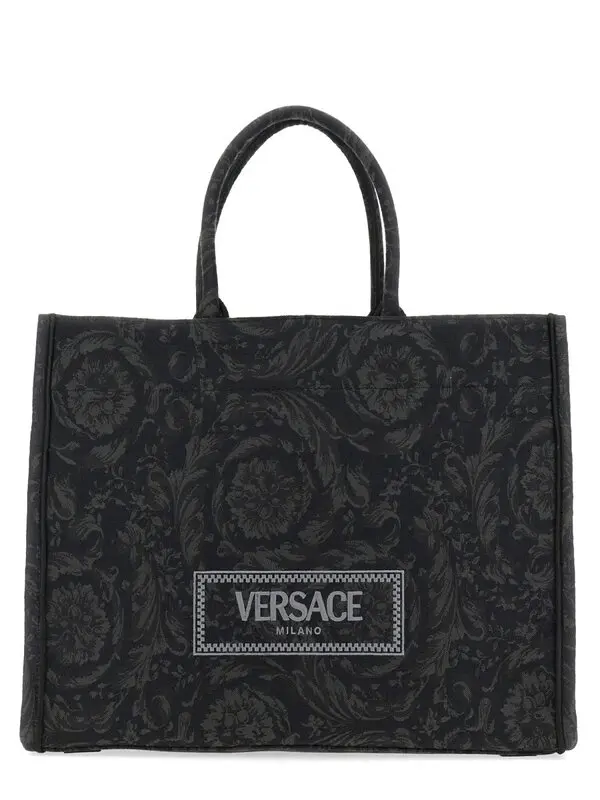 Versace Athena Baroque Shopper Bag - Black